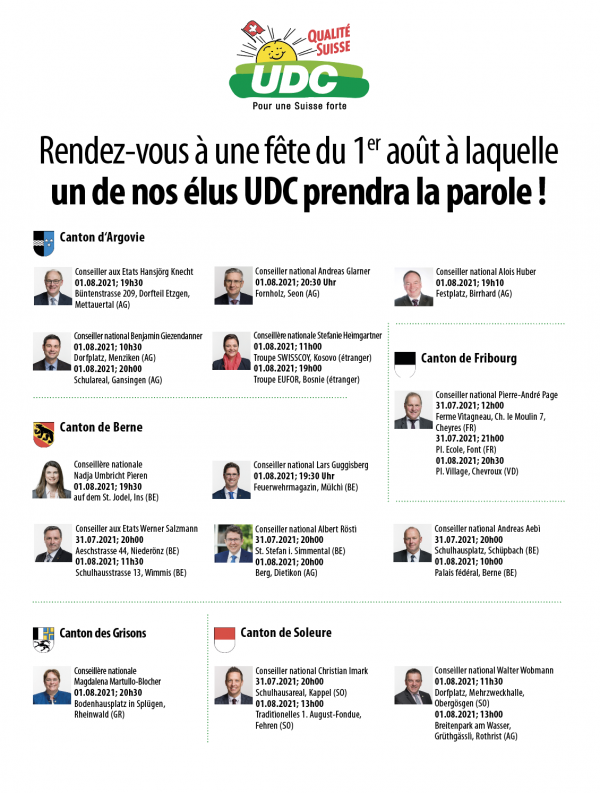UDC Suisse - 1er août: l’UDC vient chez vous